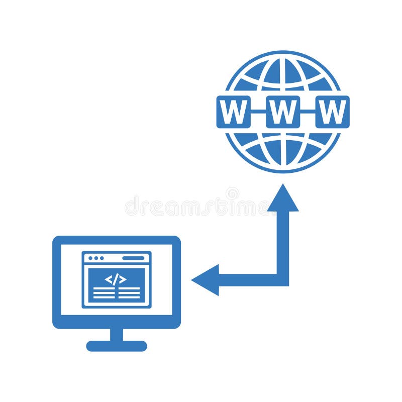Internet, Connection Icon. Blue Vector Sketch Stock Illustration ...