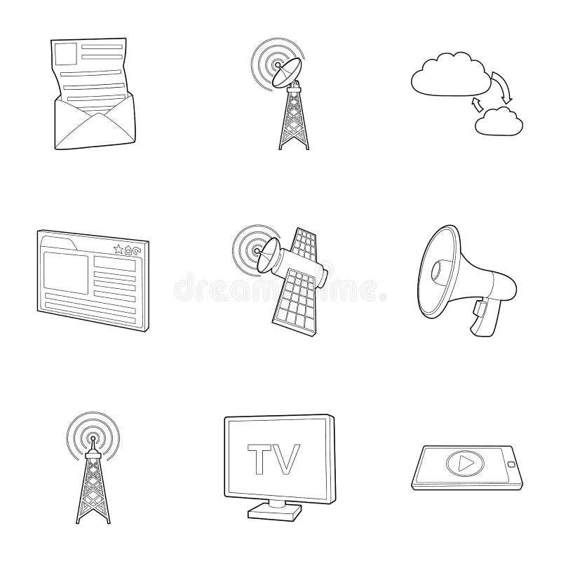 Internet Connection Icons Set, Outline Style Stock Vector ...