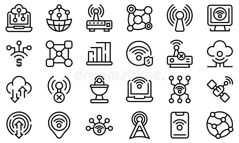 Internet Connection Icons Set, Outline Style Stock Vector ...