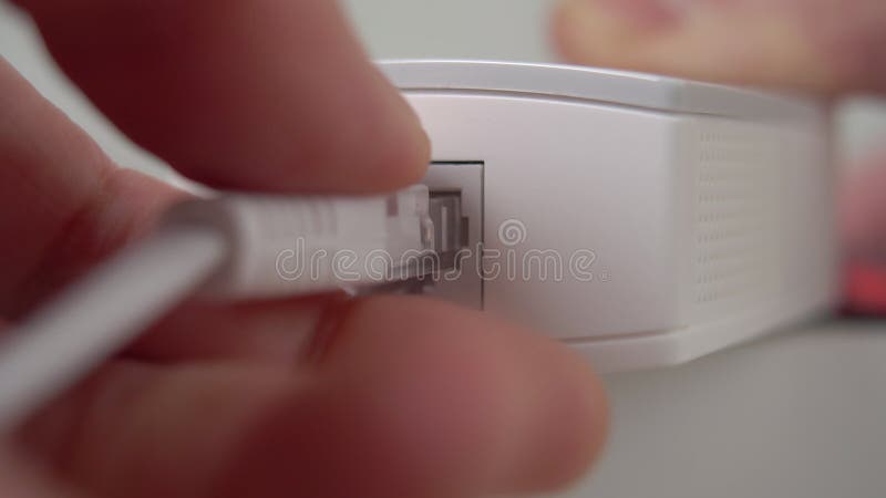 Internet Connection Interruption. Unplugging an Ethernet Cable Stock ...