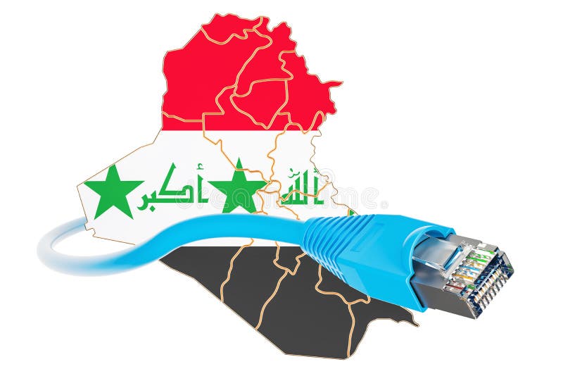 Internet Connection in Iraq Concept. 3D Rendering Stock Illustration ...