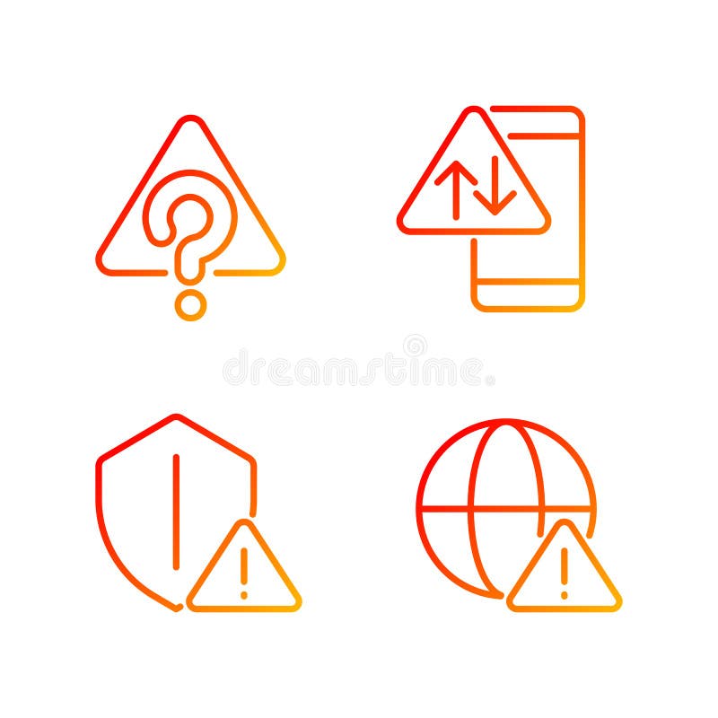 Internet Connection Issues Pixel Perfect Gradient Linear Vector Icons Set Stock Vector ...