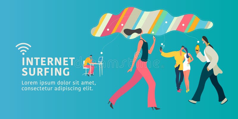 Internet Connection and Modern People Vector Concept Flat Illustration ...