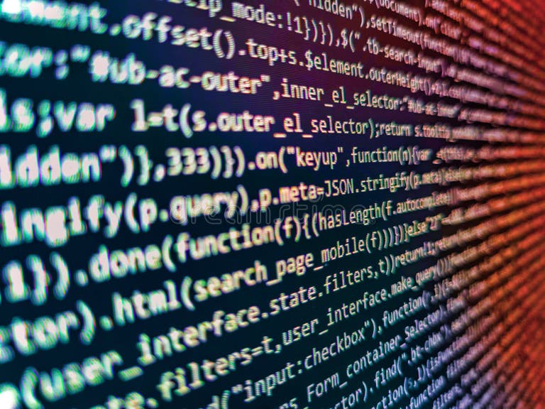 Internet Connection Stream Flow Concept. Writing Program Code on Computer. Future Technology ...