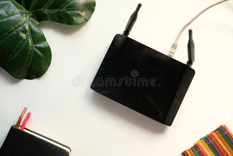 Wi-Fi Wireless Internet Router on White Background. Stock Image - Image ...