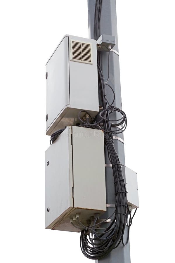 The Internet Control Box is a Box Mounted on a Pole Stock Photo - Image ...