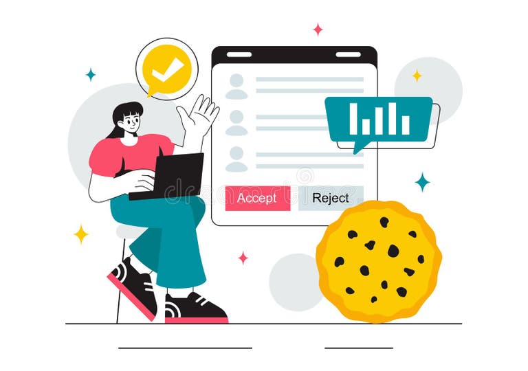 Internet Cookies Technology Vector Illustration Featuring Tracking ...