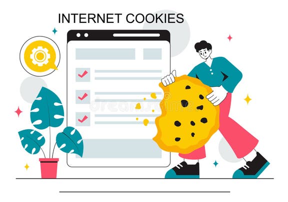 Internet Cookies Technology Vector Illustration Featuring Tracking ...