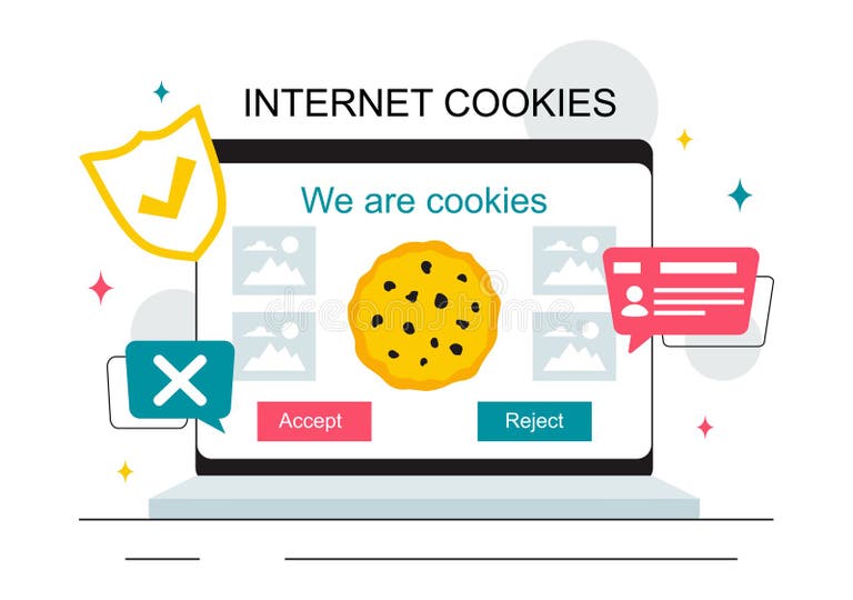 Internet Cookies Technology Vector Illustration Featuring Tracking ...