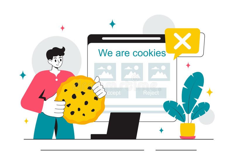 Internet Cookies Technology Vector Illustration Featuring Tracking ...