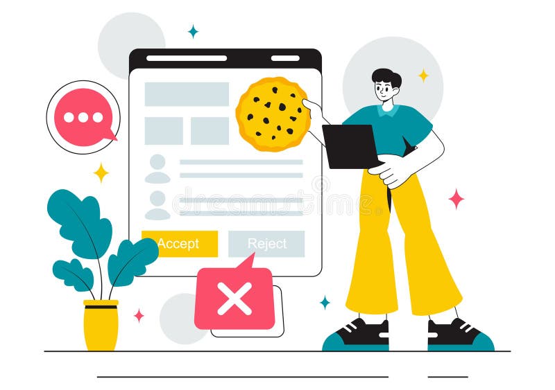 Internet Cookies Technology Vector Illustration Featuring Tracking ...