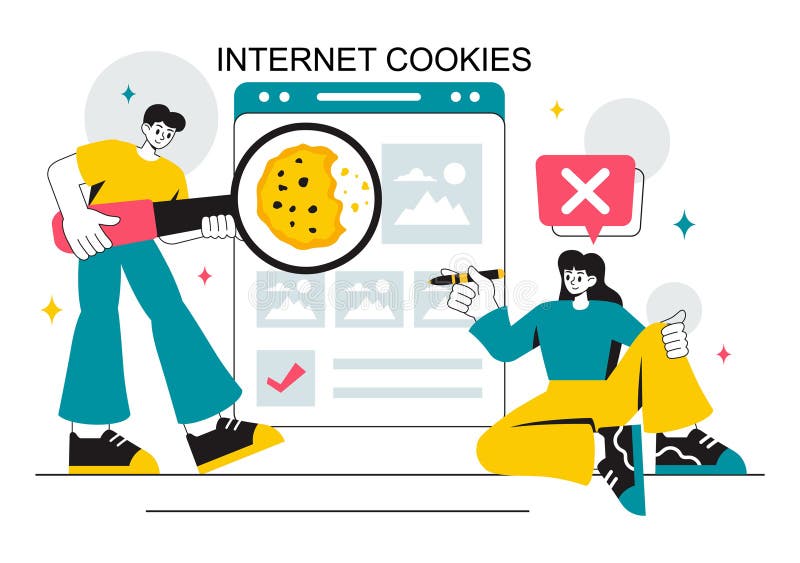 Internet Cookies Technology Vector Illustration Featuring Tracking ...