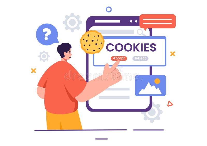 Internet Cookies Technology Vector Illustration with Tracking Cookie ...