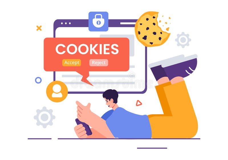 Internet Cookies Technology Vector Illustration with Tracking Cookie ...
