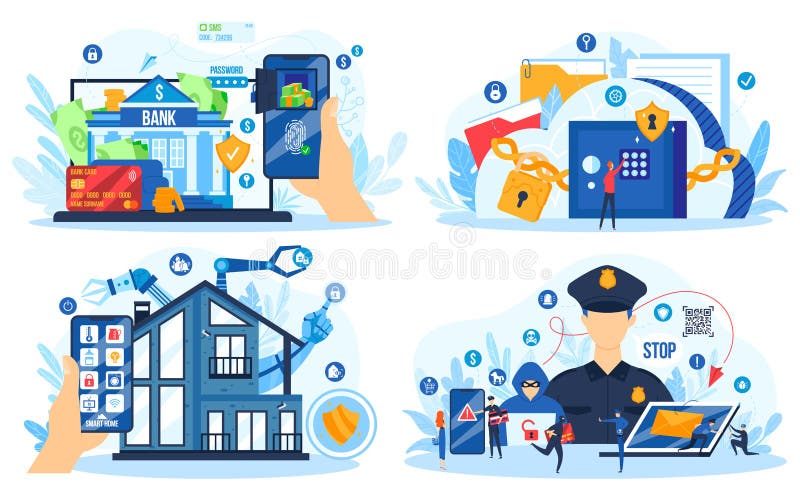 Data Protection Vector Illustration, Cartoon Cyber Security Guard ...