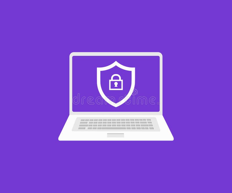 Internet, Cyber, Firewall Security Concept Logo Design. Laptop Computer ...