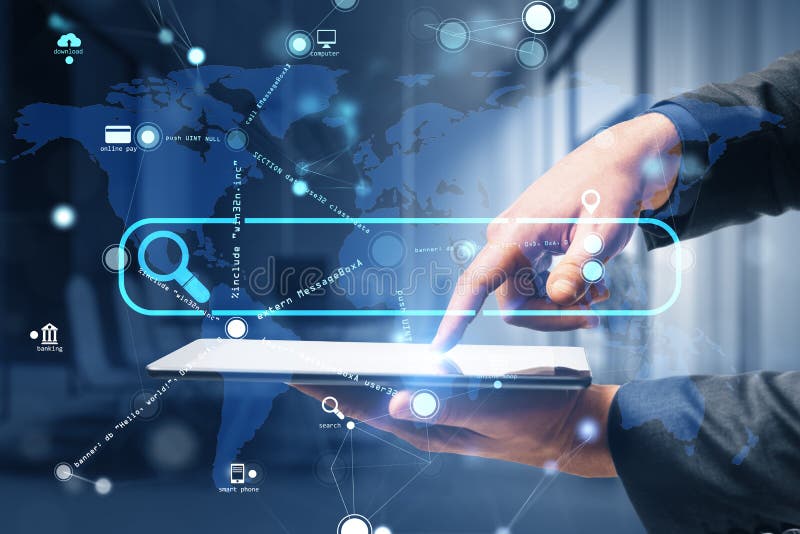 Internet Data Search and Global Information Network Concept with Man ...