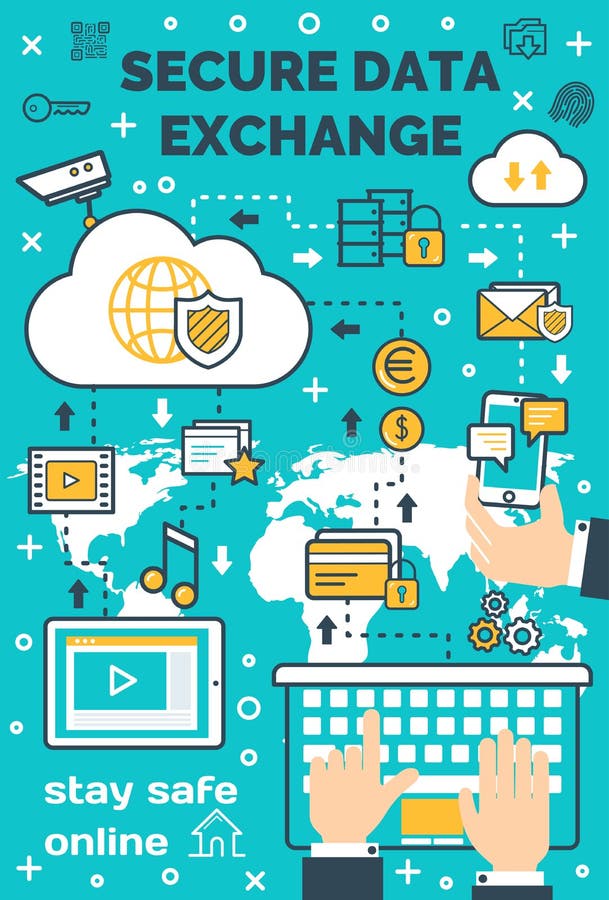 Vector Poster for Secure Online Data Exchange Stock Vector ...