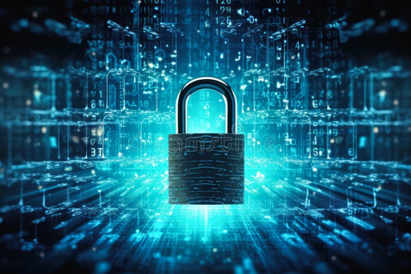 Internet Data Security: Padlock Background, Lock Digital Binary Code, Dungeon Protect, Bumped ...