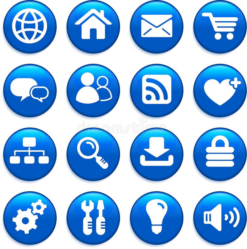 Basic Web Icons, Blue Circle Buttons Series Stock Illustration ...
