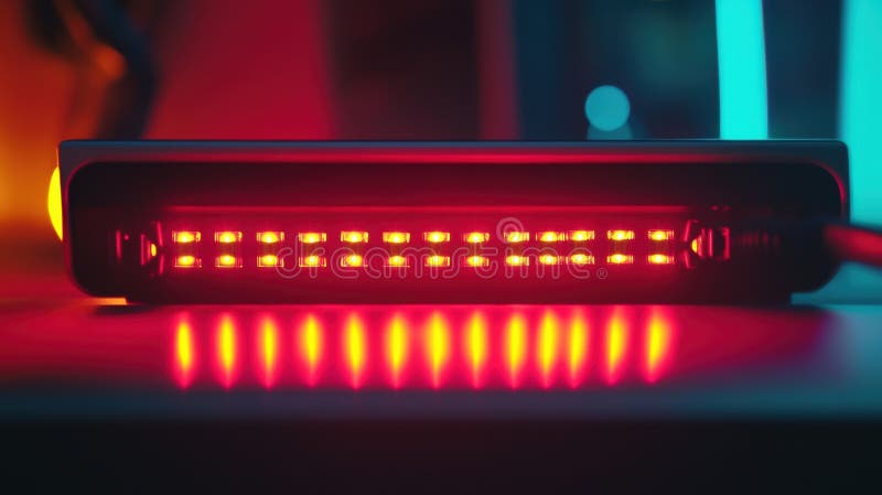 Internet Device with Red Led Lights Reflecting on Surface Stock Image ...