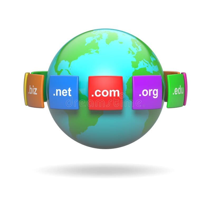 Globe And Internet Domain. Earth And World Map. 3d Stock Illustration ...