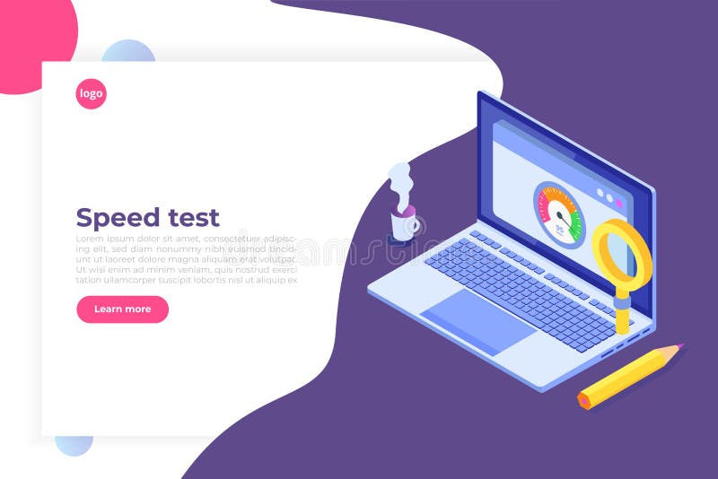 Internet Download Speed Test Isometric Concept. Stock Vector ...