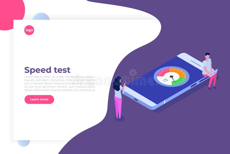 Internet Download Speed Test Isometric Concept. Stock Illustration ...