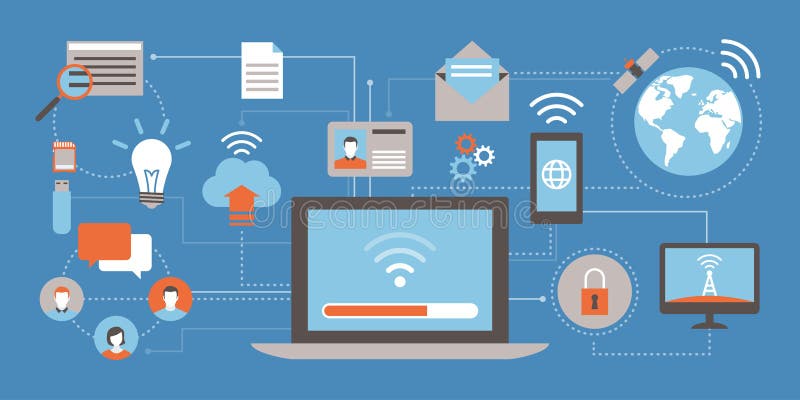 Internet e redes ilustração do vetor. Ilustração de laptop - 80799391