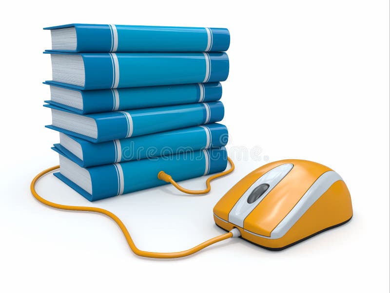 Internet Education. Books and Computer Mouse Stock Illustration ...