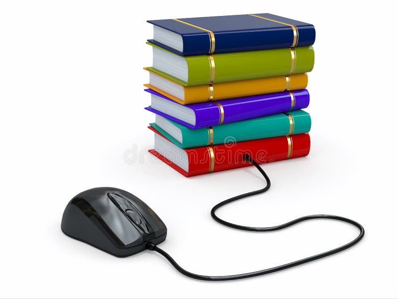 Internet Education. Books and Computer Mouse Stock Illustration ...