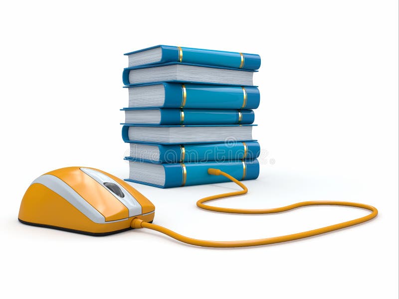 Internet Education. Books and Computer Mouse Stock Illustration ...