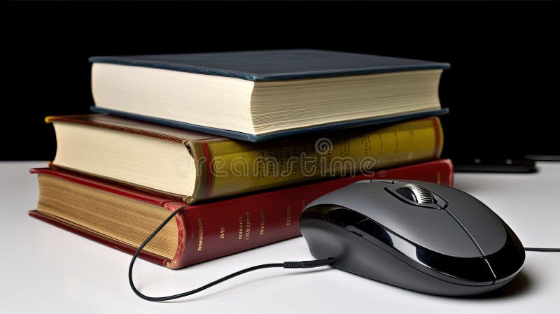 Internet Education. Books and Computer Mouse. Generative Ai Stock ...