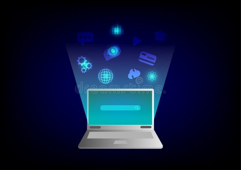 Internet is Everything Concept. Laptop or Computer Notebook with ...