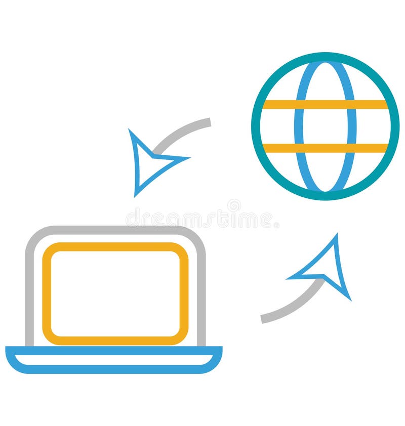 Internet Exchange Isolated Line with Color Vector Icon Editable Stock ...