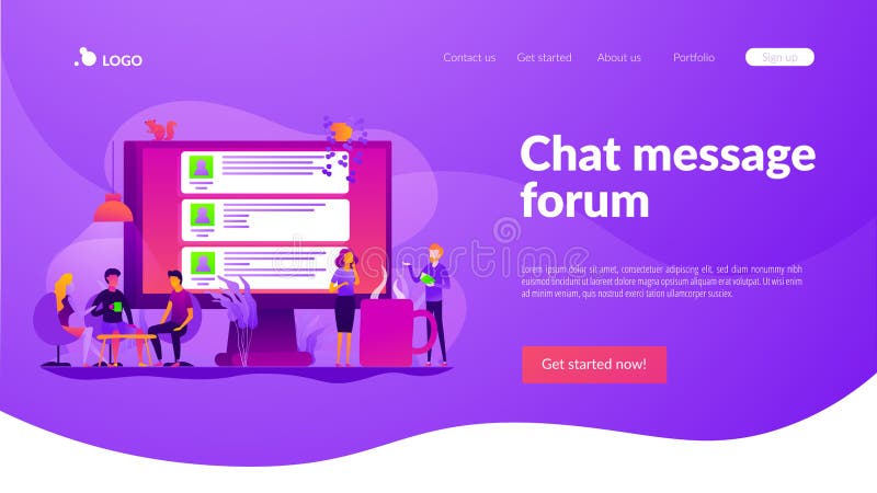 Internet Forum Landing Page Template. Stock Vector - Illustration of ...