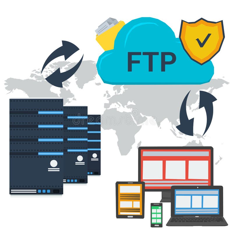Internet FTP Server and Online Storage Stock Vector - Illustration of ...