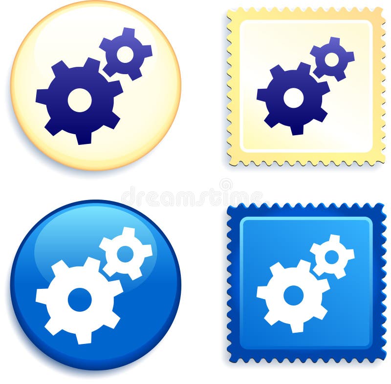 Gear Icon on Round Internet Button Stock Illustration - Illustration of ...
