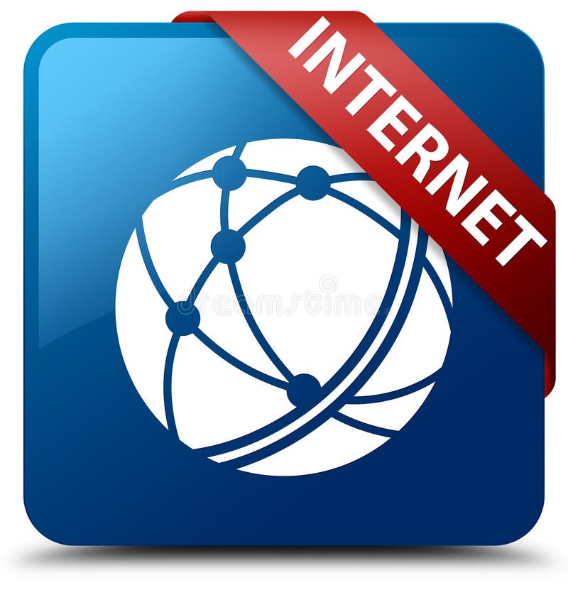 Internet (global Network Icon) Blue Square Button Red Ribbon in Stock ...