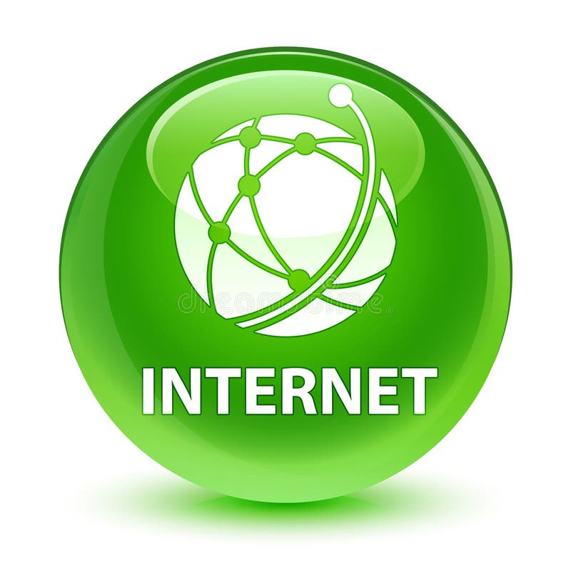 Internet (global Network Icon) Glassy Green Round Button Stock ...
