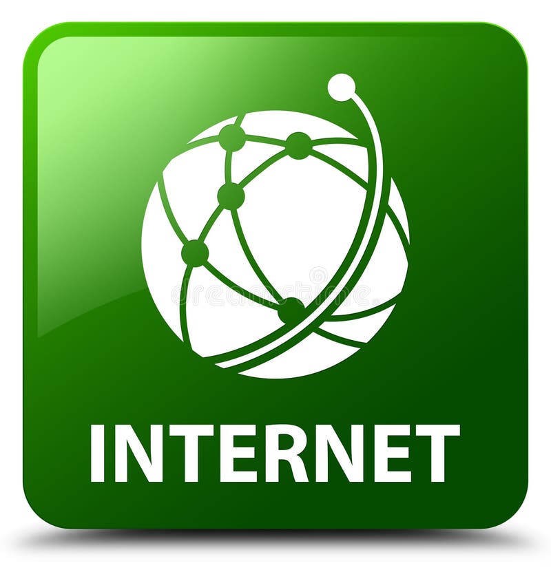 Internet (global Network Icon) Green Square Button Stock Illustration ...