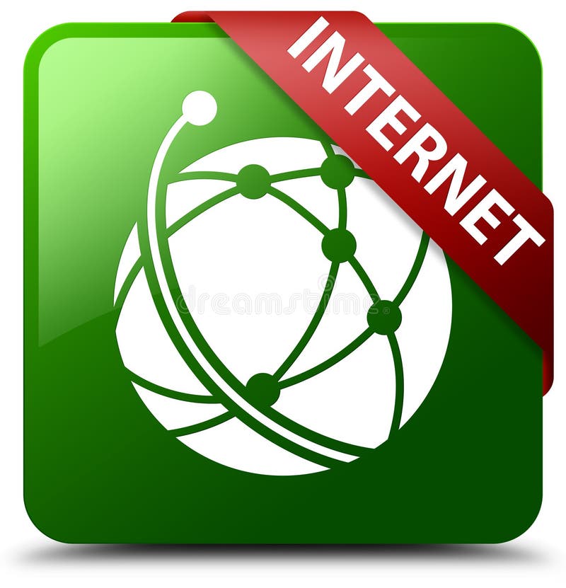 Internet Global Network Icon Green Square Button Stock Illustration ...