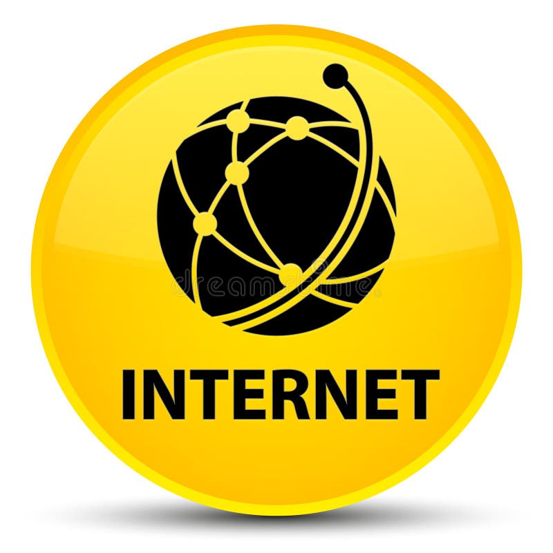 Internet (global Network Icon) Special Yellow Round Button Stock ...
