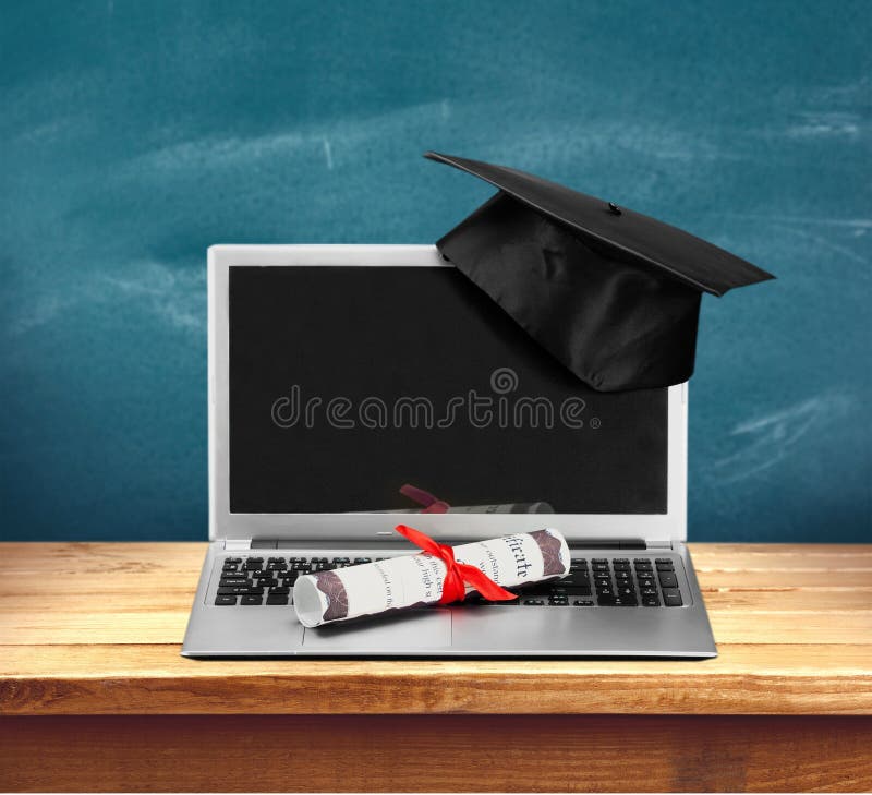 Graduation laptop stock image. Image of certificate - 114062953