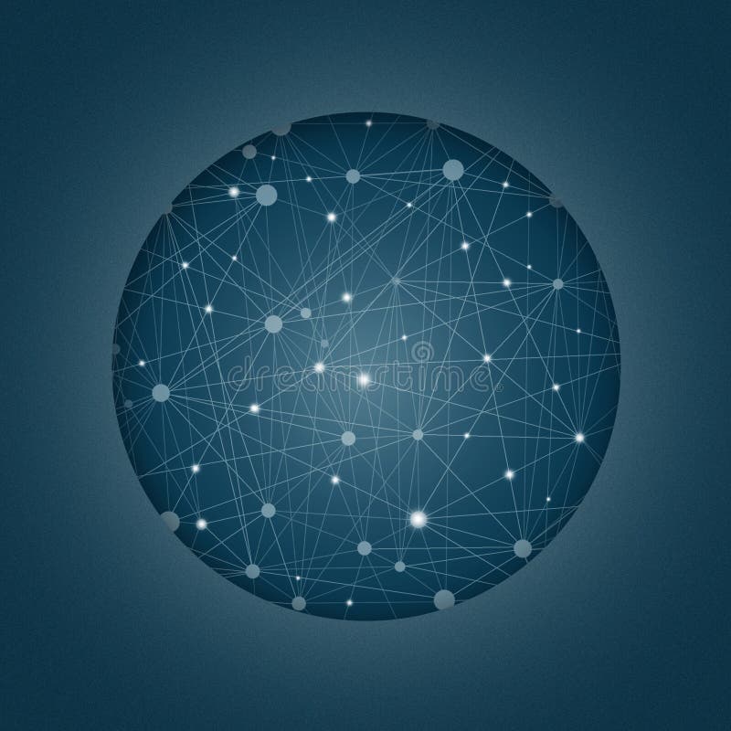 Internet Grid in the Form of a Circle on a Dark Background. Copy Space ...