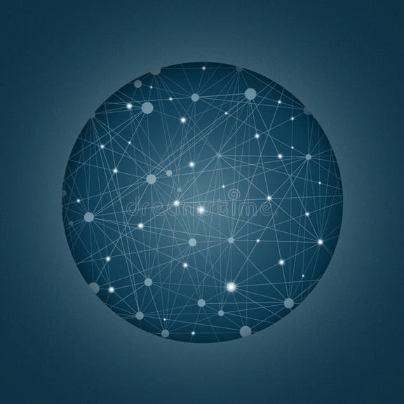 Internet Grid in the Form of a Circle on a Dark Background. Copy Space ...