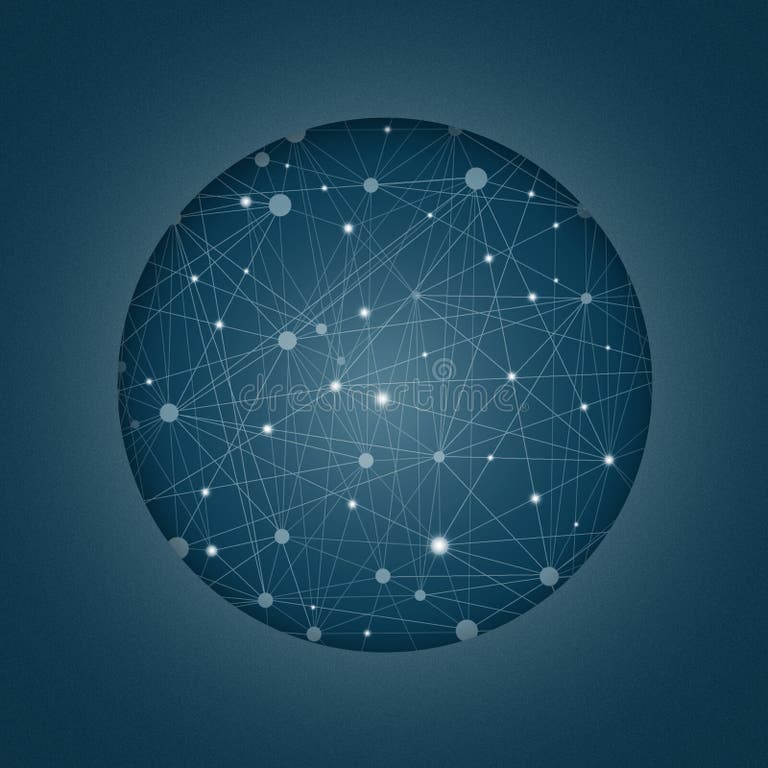 Internet Grid in the Form of a Circle on a Dark Background. Copy Space ...