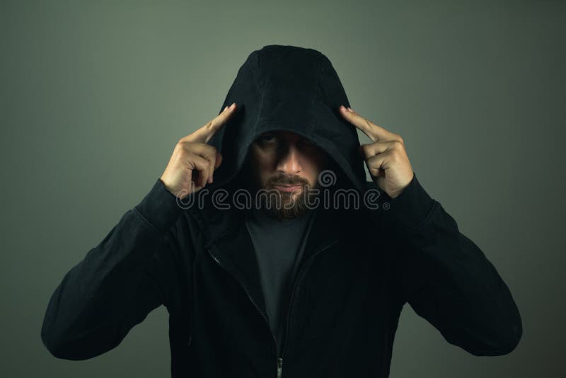 Internet Hacker. Man with Hoodie Stock Photo - Image of hooded, hoodie ...