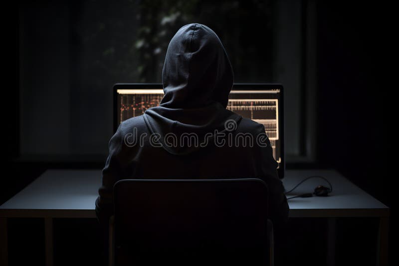 A Hacker Sitting in Front of Multiple Computer Screens. AI Stock ...