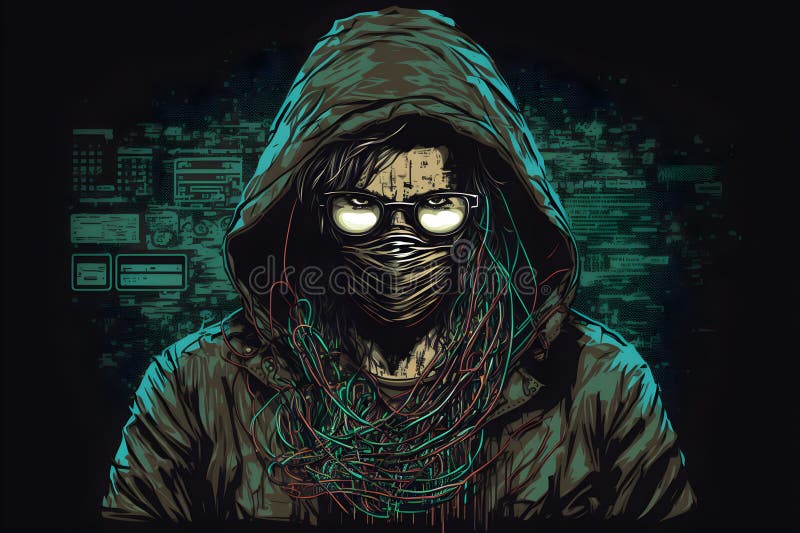 Internet Hacker Sitting at Personal Computer Laptop Tablet Stock ...